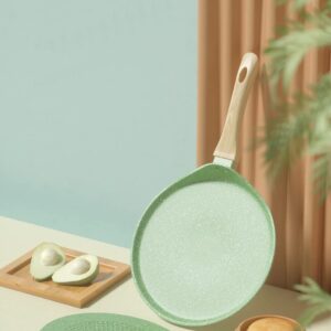 LI-GELISI Double-Sided Non-Stick Nonstick Crepe Pan, Swiss Granite Coating Dosa Pan Pancake Flat Skillet Tawa Griddle PFOA & PTFEs Free Coating (7.1 inch Apple Green)