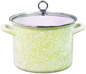 calypso basics by reston lloyd enamel stock pot with glass lid, 2.5 quart, lime/white marble