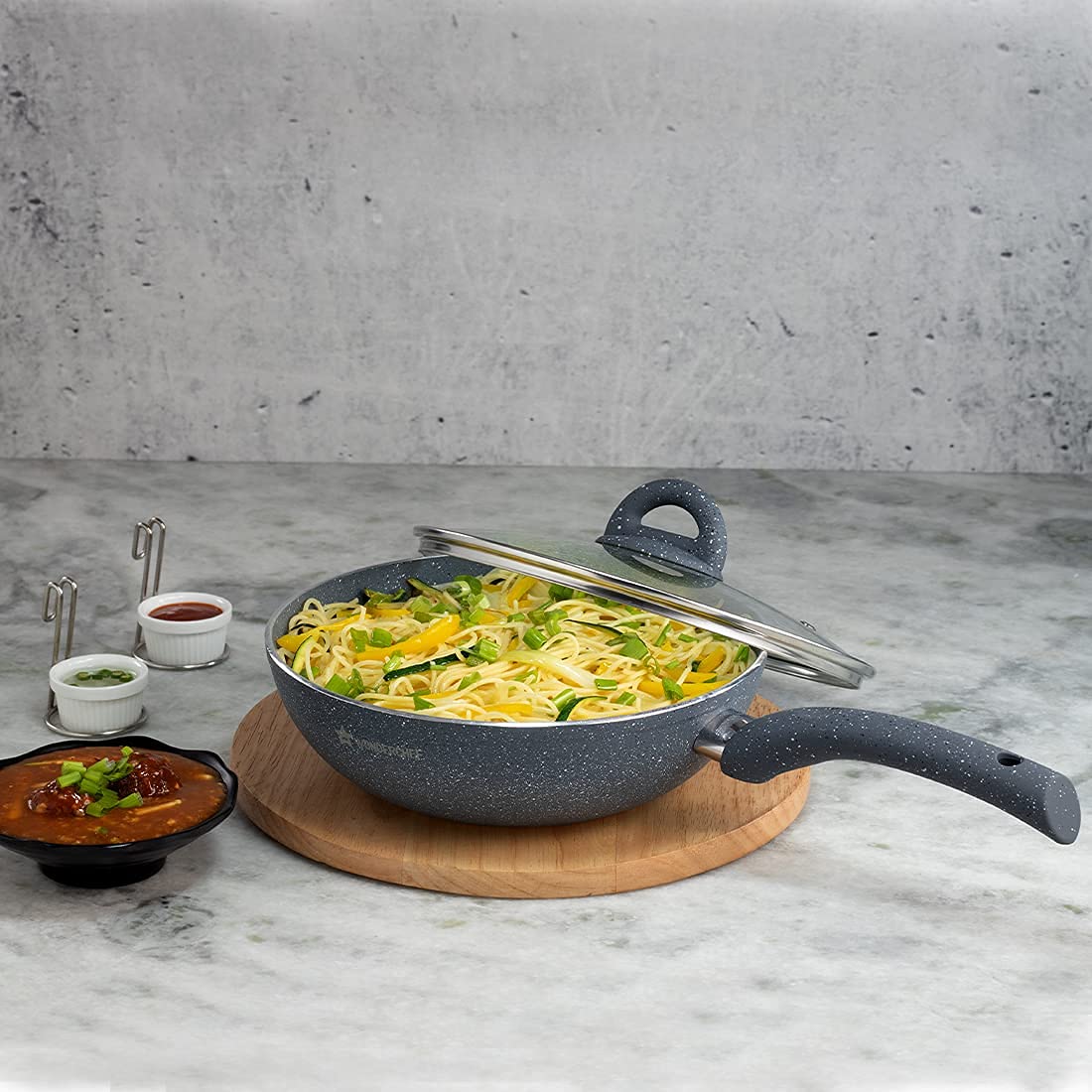 Wonderchef Granite Wok with lid