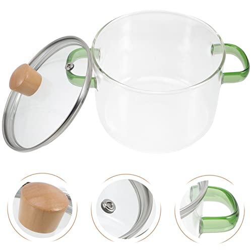 ERINGOGO Ramen Cookware Tea Pot Glass Pots Tea Kettle Stovetop Clear Glass Pot Kitchen Stew Pot Clear Saucepan Glass Pot for Soup Cooking Pot Mushroom Hand-pulled Noodle Binaural Butter