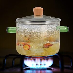 ERINGOGO Ramen Cookware Tea Pot Glass Pots Tea Kettle Stovetop Clear Glass Pot Kitchen Stew Pot Clear Saucepan Glass Pot for Soup Cooking Pot Mushroom Hand-pulled Noodle Binaural Butter