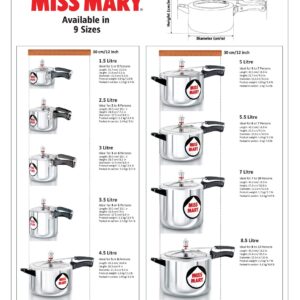 Hawkins Miss Mary Aluminium Pressure Cooker, 3 Litres