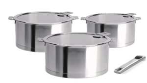 cristel strate saucepan, 1.5 quart/2 quart/3 quart, silver