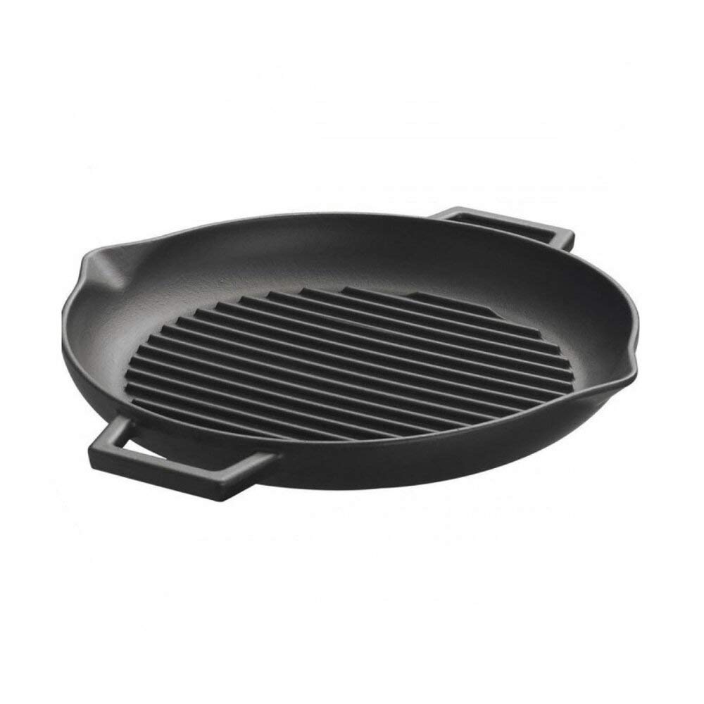 Lava ECO Enameled Cast Iron 12 in. Round Grill Pan, Slate Black