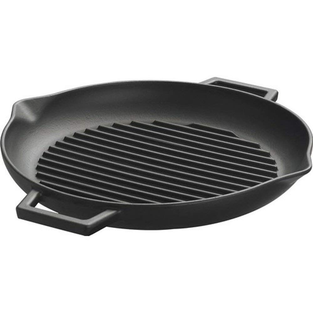 Lava ECO Enameled Cast Iron 12 in. Round Grill Pan, Slate Black