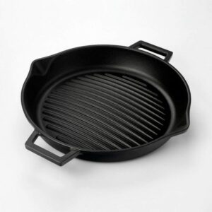 Lava ECO Enameled Cast Iron 12 in. Round Grill Pan, Slate Black