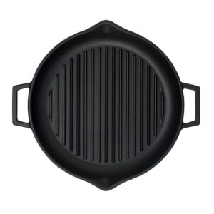 Lava ECO Enameled Cast Iron 12 in. Round Grill Pan, Slate Black