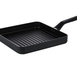 Qstar Nonstick 10.5 inch Grill Pan for Stove Tops Hard-Anodized Aluminum PFOA Free, Square, Black