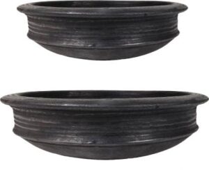 clay handi/kadhai/ meen chatti (black 1,2,liter, cooking & serving, pre-seasoned gas stove and microwave ) pot 1,2 l handi 1 l, 2 l  (earthenware) | clay handi earthenware cooking kadhai