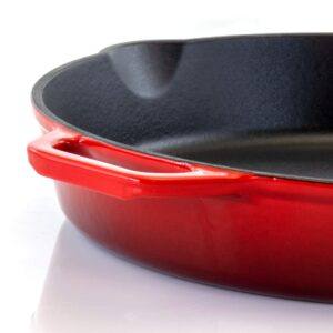 Megachef Enamel Cast Iron Skillet, 10.25 Inch, Red