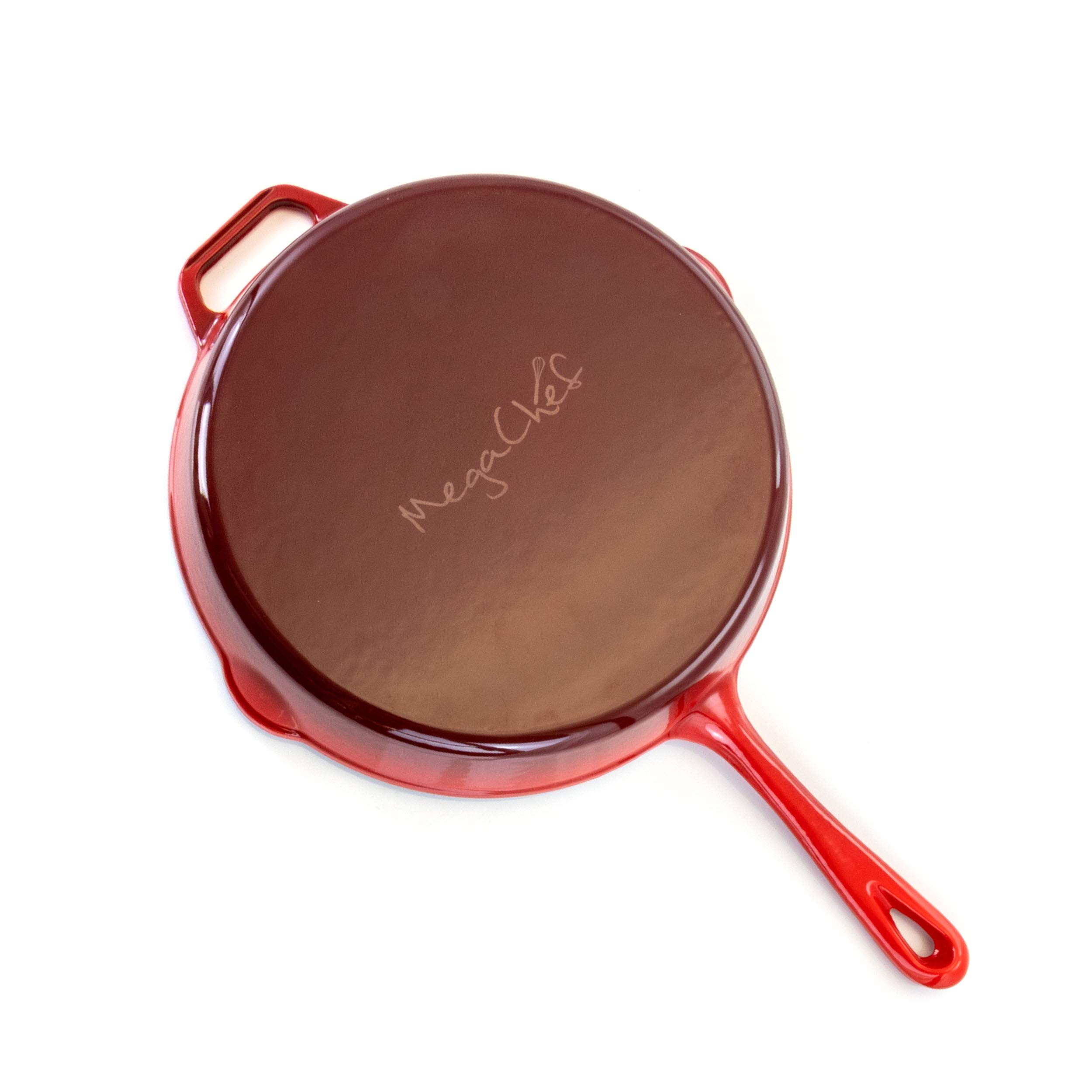 Megachef Enamel Cast Iron Skillet, 10.25 Inch, Red