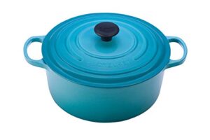 le creuset signature caribbean enameled cast iron round french oven, 5.5 quart