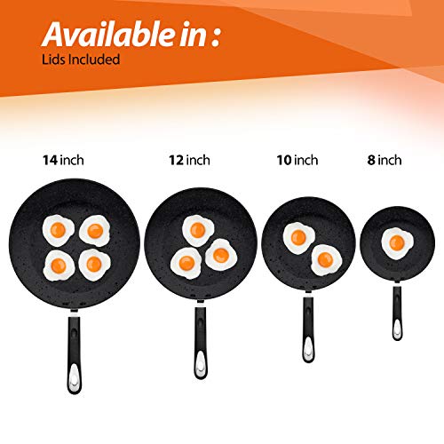 Home Hero 12 Inch Nonstick Frying Pan with Lid, Induction Compatible, Stone Coated, Tempered Glass