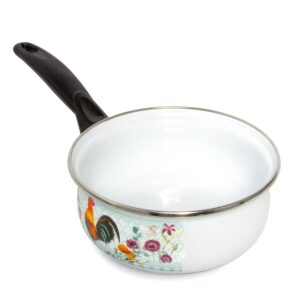 Enamel Aluminum Saucepan Butter Warmer Milk Boiling Melting Pot Golden Rooster Enamel Saucepan 1.45-qt. (1.4 L) Cookware Soup Pot