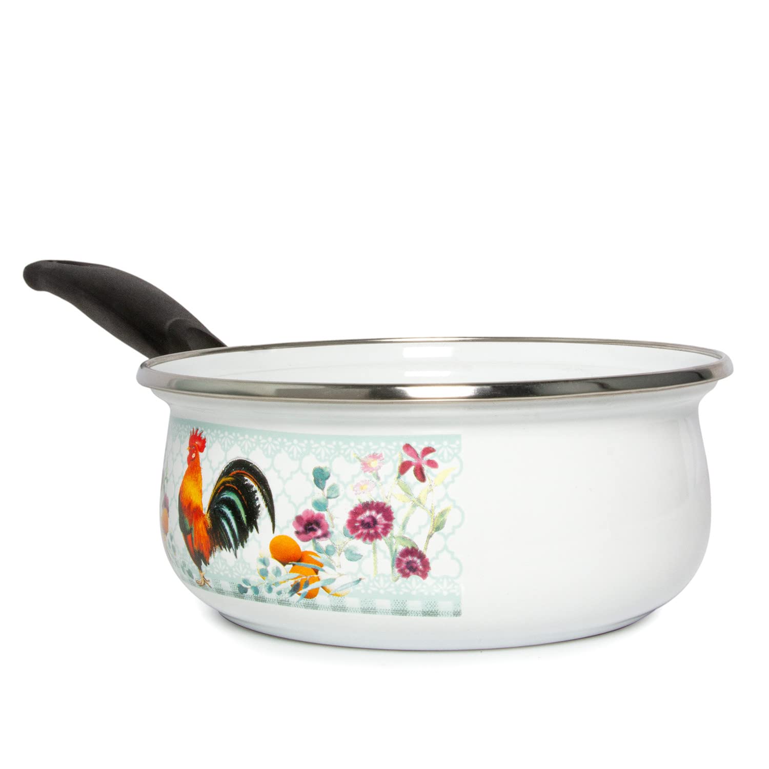 Enamel Aluminum Saucepan Butter Warmer Milk Boiling Melting Pot Golden Rooster Enamel Saucepan 1.45-qt. (1.4 L) Cookware Soup Pot