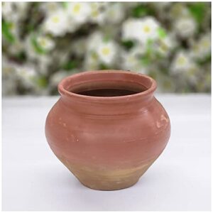 generic atoz india cart terracotta clay pot for serving curd unglazed earthen dahi handi tableware use handmade matki small pots natural organic indian mitti pot, brown