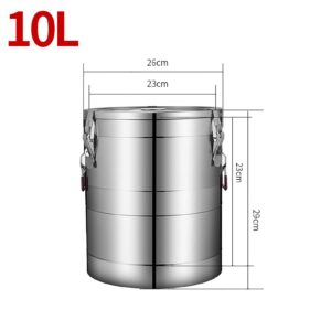 Stockpots Large Stock Pot,304 Stainless Steel Sealed Bucket, Can Hang The Lid，Double-layer Thickened, 24-hour Heat Preservation (Color : Silver, Size : 26cm29cm(10L))