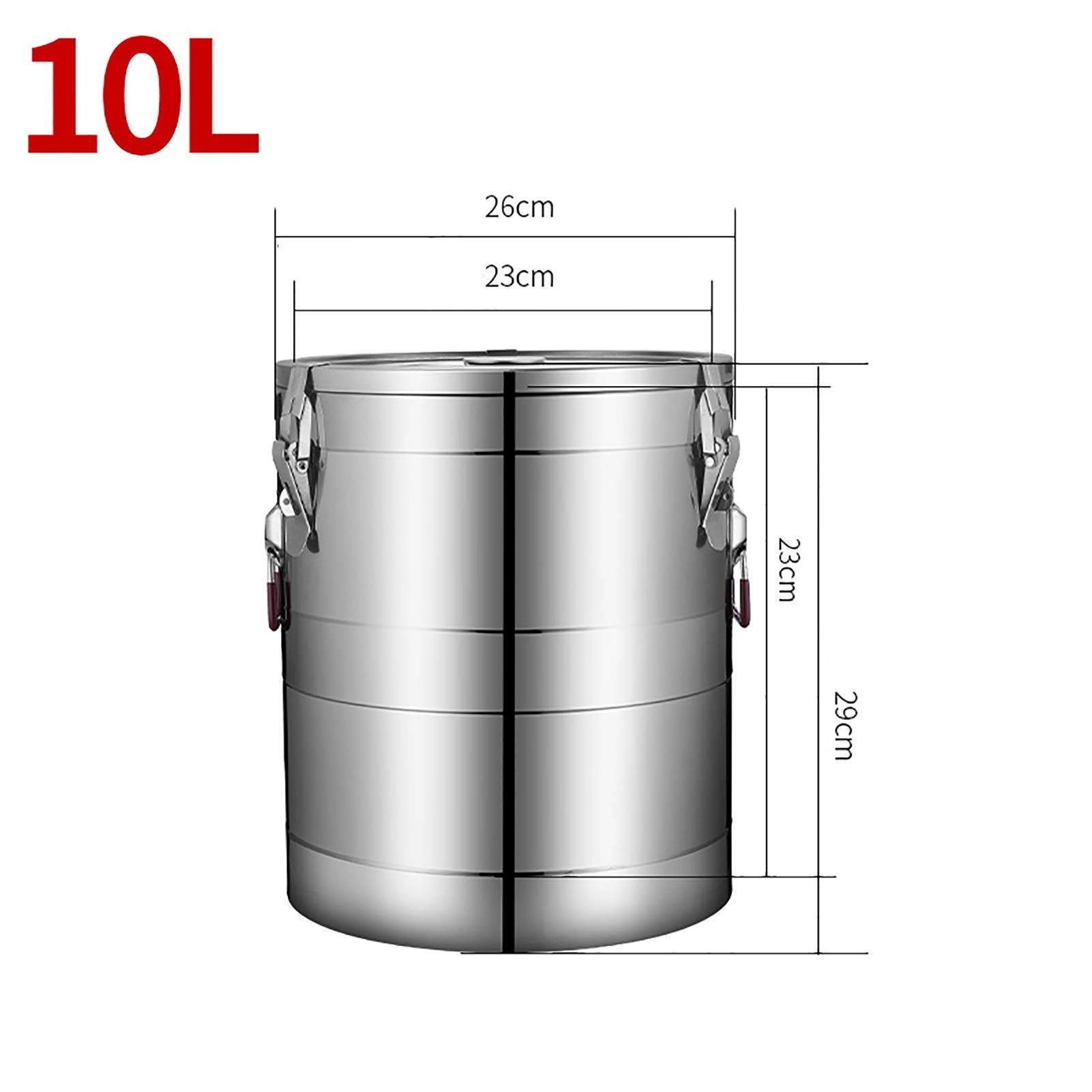 Stockpots Large Stock Pot,304 Stainless Steel Sealed Bucket, Can Hang The Lid，Double-layer Thickened, 24-hour Heat Preservation (Color : Silver, Size : 26cm29cm(10L))