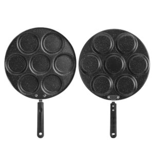 Hyuduo Aebleskiver Pan with 7 Holes, Non Stick Fried Eggs Pancake Cooking Frying Pan, Kitchen Cookware Burger,Pot