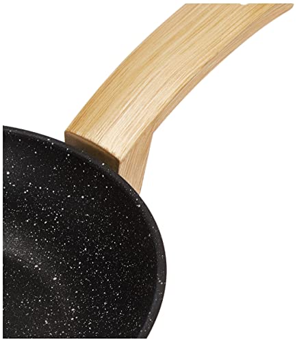 ALLUFLON Etnea Wood Edition Frying Pan, Hardoise Non-Stick and Anti-Scratch Coating, Wood Effect Handle, Safe, 20 cm