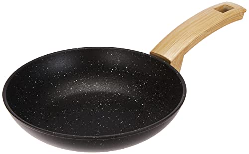 ALLUFLON Etnea Wood Edition Frying Pan, Hardoise Non-Stick and Anti-Scratch Coating, Wood Effect Handle, Safe, 20 cm