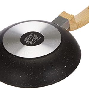 ALLUFLON Etnea Wood Edition Frying Pan, Hardoise Non-Stick and Anti-Scratch Coating, Wood Effect Handle, Safe, 20 cm