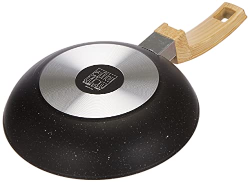 ALLUFLON Etnea Wood Edition Frying Pan, Hardoise Non-Stick and Anti-Scratch Coating, Wood Effect Handle, Safe, 20 cm