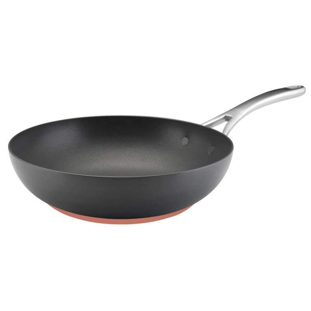 Anolon Nouvelle Copper Hard Anodized Nonstick Stir Fry Wok Pan, 12 Inch, Dark Gray