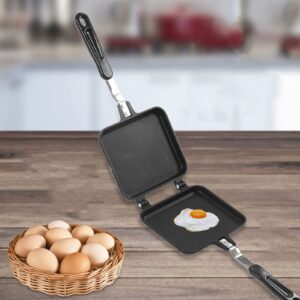 YOUTHINK Double Sided Frying Pan, Non Stick Breakfast Frying Pan Sandwich Bread Maker Breakfast Pot Aluminum Alloy Flip Tray Barbecue Plate for Indoor Outdoor Cooked Chicken Fish