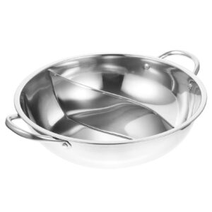 operitacx mandarin duck pot stainless steel stock pot braising pan with lid stainless steel cookware asian hot pot stainless steel pot divided pan stainless steel cooking pot kitchen supply