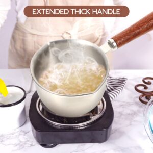 Luxshiny Pour Oil Small Pot Nonstick Saucepan Small Pots for Cooking Small Sauce Pan Yukihira Saucepan Caraway Cookware Small Casserole Water Ladle Baby Turkey Stainless Steel Wooden Handle