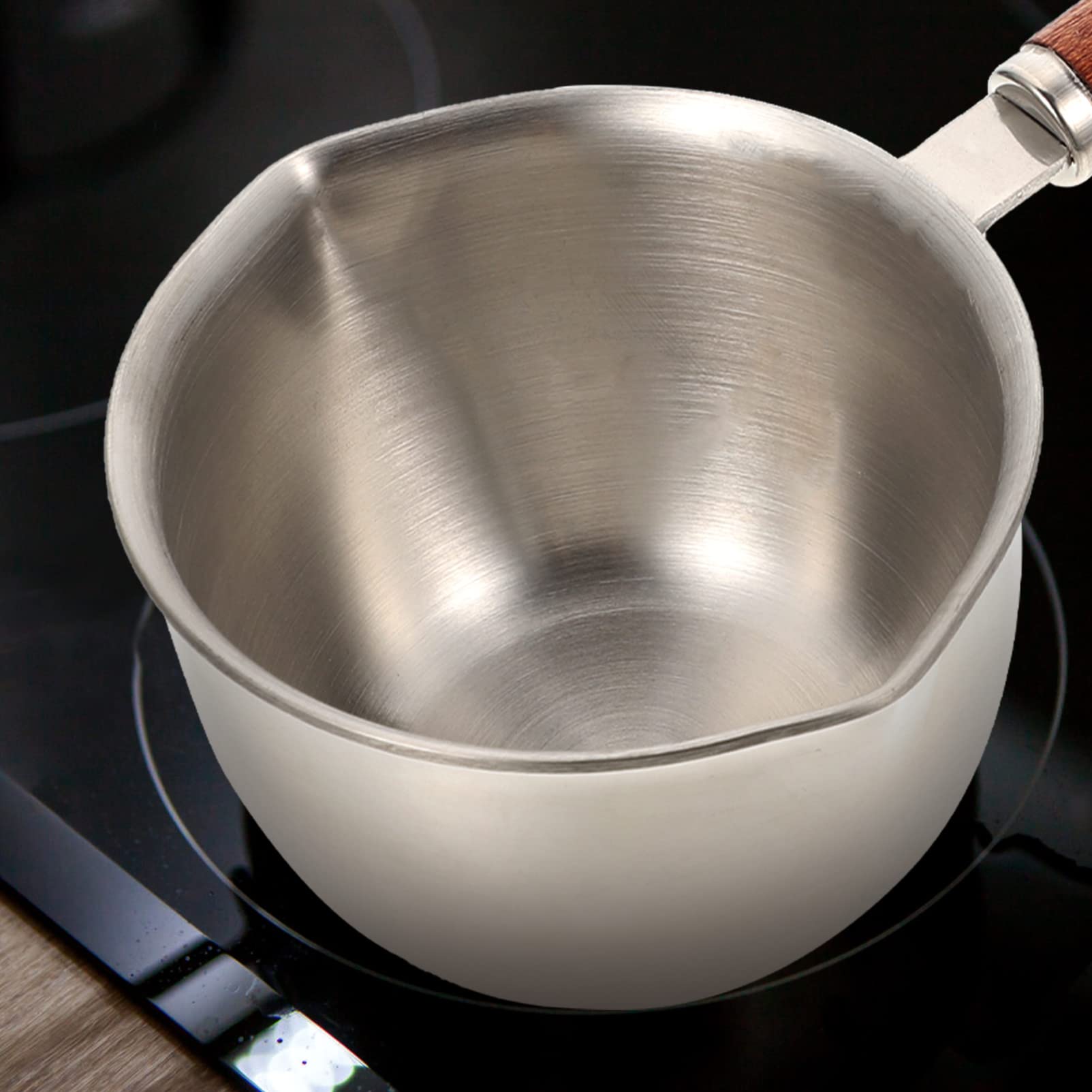 Luxshiny Pour Oil Small Pot Nonstick Saucepan Small Pots for Cooking Small Sauce Pan Yukihira Saucepan Caraway Cookware Small Casserole Water Ladle Baby Turkey Stainless Steel Wooden Handle