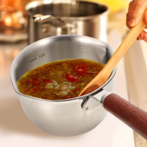 Luxshiny Pour Oil Small Pot Nonstick Saucepan Small Pots for Cooking Small Sauce Pan Yukihira Saucepan Caraway Cookware Small Casserole Water Ladle Baby Turkey Stainless Steel Wooden Handle