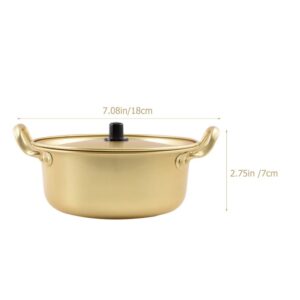 OUNONA Korean Food Ramen Noodle Pot:Hot Shin Ramyun Aluminum Pot with Lid Spoon and Chopsticks Ramyun Cooker for Cooking, Soup, Pasta