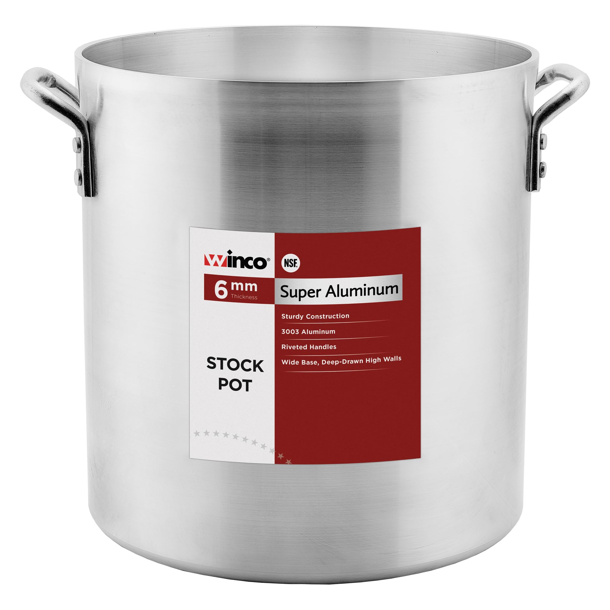 Winco USA Super Aluminum Stock Pot, Extra Heavy Weight, 32 Quart, Aluminum