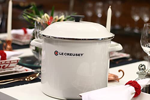 Le Creuset Enamel On Steel Stockpot, 8 quarts, White