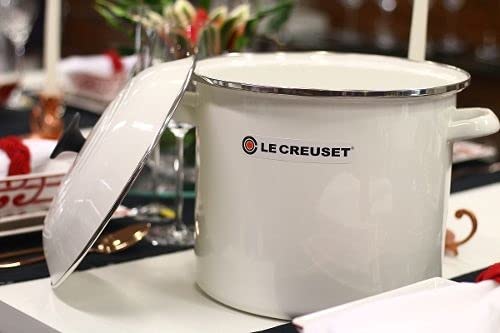 Le Creuset Enamel On Steel Stockpot, 8 quarts, White