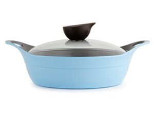 neoflam eela low stockpot light blue, 2.5 qt glass lid