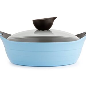 Neoflam Eela Low stockpot Light Blue, 2.5 QT Glass Lid