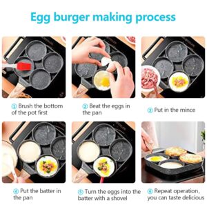 LMIP Egg Skillet, Omelette Pan Nonstick 4 Cup Pancake Pan, Gas and Induction Compatible for Burgers, Omelettes, Outdoor Camping 14.9"x7.3" (Black)