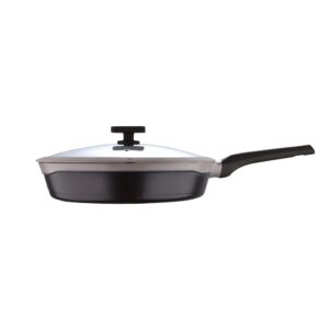 MasterPRO - Gastro Titanium Collection - 12.5” Fry Pan with Tempered Glass Lid - Durable Cast Aluminum Frying Pan - Non Stick Fry Cooking Pan - Suitable for All Stove Types