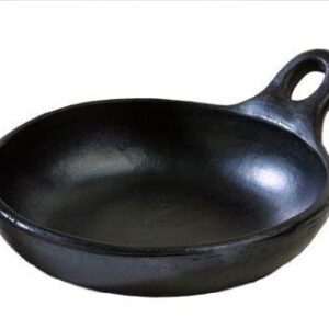 Toque Blanche Authentic Chamba Saute Pan - Black Clay Saute Pan with Small Handle - Handmade Cookware Pan from Colombian Clay - Serving Simmer Pot and Cooking Saute Pan for Stovetop & Oven 10.5 inches