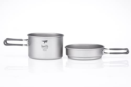 Keith Titanium Ti6012 2-Piece Pot and Pan Cook Set - 1200ml