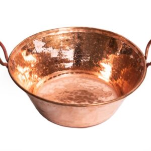 CEMCUI Copper Cazo 7.5 Litre Saucepan (253 Liquid Ounces) Hammered Copper Ideal for Meats, 32 cm Diameter (12.5 Inches)