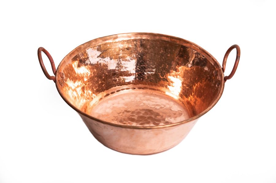 CEMCUI Copper Cazo 7.5 Litre Saucepan (253 Liquid Ounces) Hammered Copper Ideal for Meats, 32 cm Diameter (12.5 Inches)