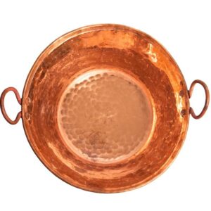 CEMCUI Copper Cazo 7.5 Litre Saucepan (253 Liquid Ounces) Hammered Copper Ideal for Meats, 32 cm Diameter (12.5 Inches)