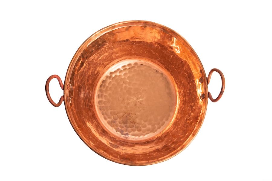 CEMCUI Copper Cazo 7.5 Litre Saucepan (253 Liquid Ounces) Hammered Copper Ideal for Meats, 32 cm Diameter (12.5 Inches)