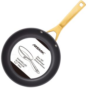 MsMk Nonstick Frying Pan 8 Inch Black, Designed Enamel Exterior Coating Withstand High Temperature And Fade Resistance, Pfoa Free Induction Omelet Pan, Oven Safe, Dishwasher Safe