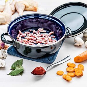 BK Indigo Aluminum Heavy-Gauge Carbon Steel, Induction, 3.5QT Nonstick Glaze Dutch Oven, Dishwasher Safe, Black