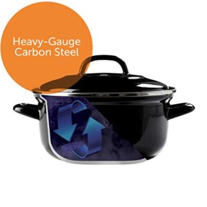 BK Indigo Aluminum Heavy-Gauge Carbon Steel, Induction, 3.5QT Nonstick Glaze Dutch Oven, Dishwasher Safe, Black